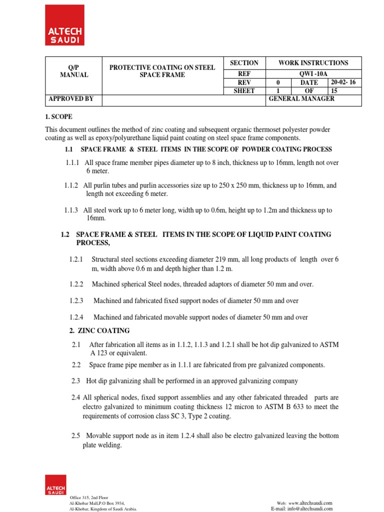 Triocon Powder Coating - Procedure | PDF | Galvanization | Paint