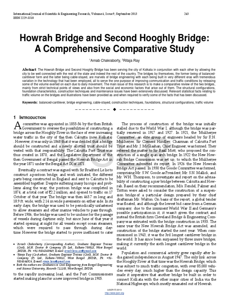 Howrah Bridge and Second Hooghly Bridge A Comprehensive Comparative ...