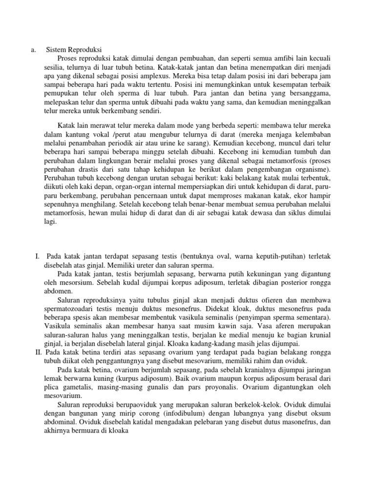 Sistem Reproduksi Katak | PDF
