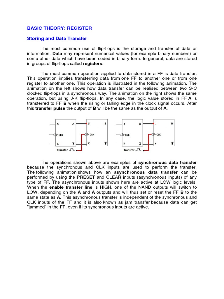 Basic Theory: Register Storing and Data Transfer | PDF | Electronic ...