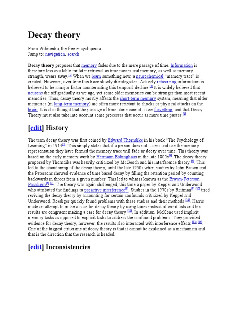 Decay Theory: History | PDF | Nervous System | Systems Science