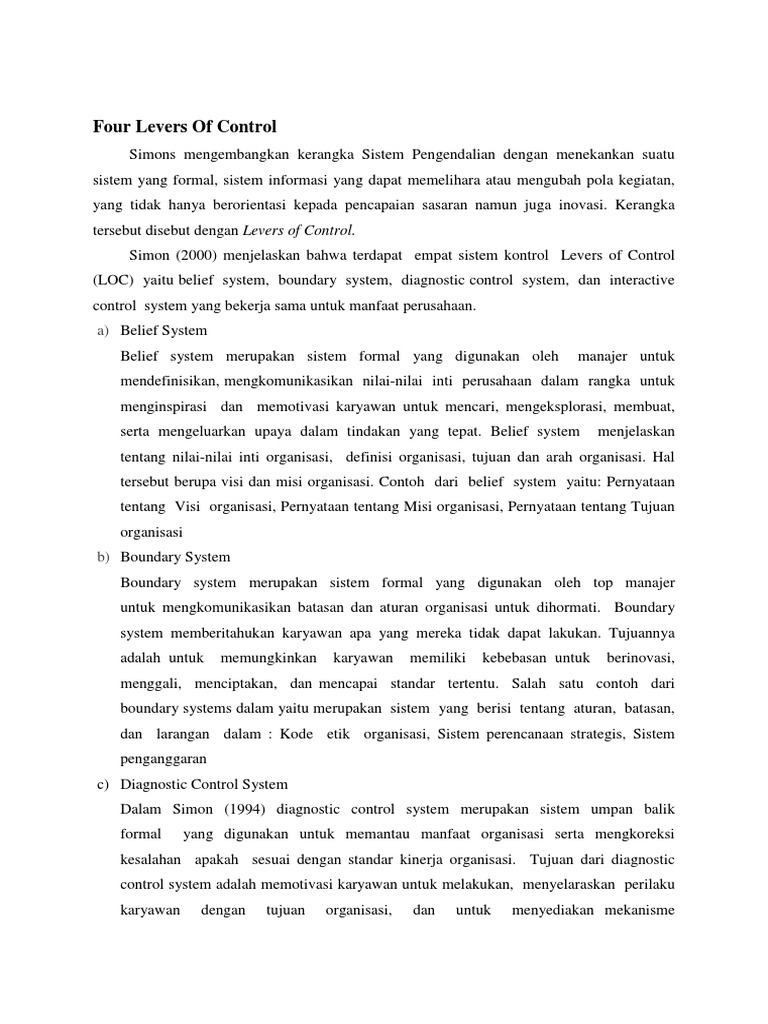 Four Levers of Control | PDF