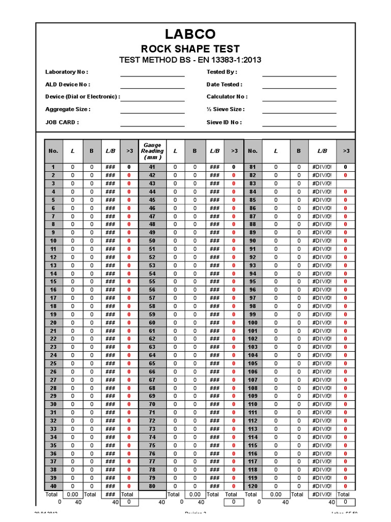 Labco: Rock Shape Test | PDF | Nature