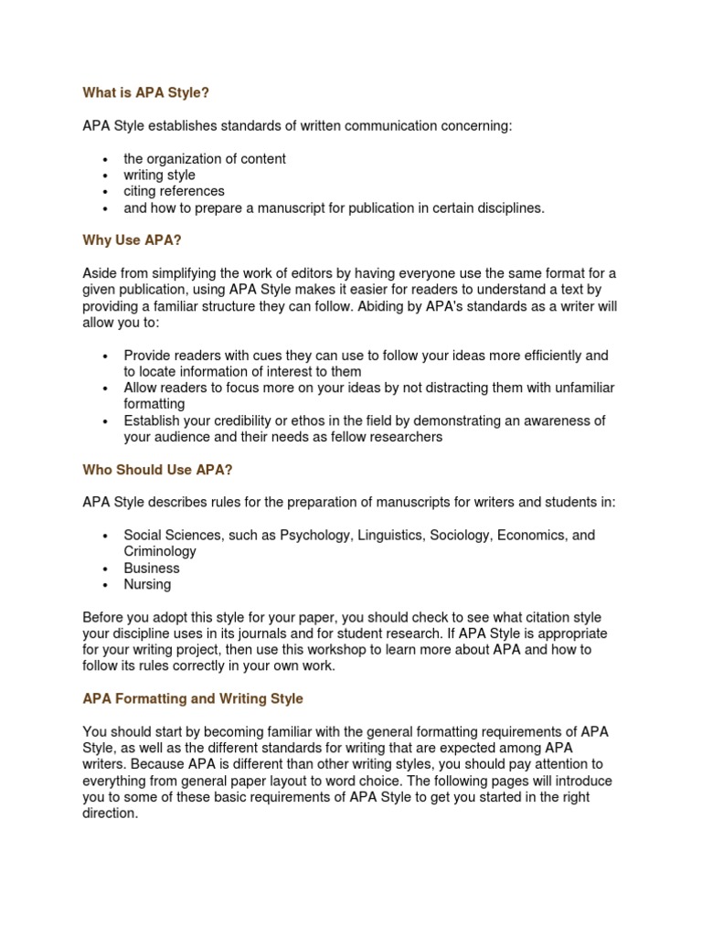 Apa Style | PDF | Citation | American Psychological Association