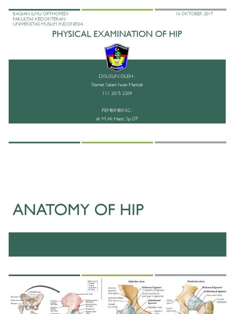 Physical Examination of Hip: Bagian Ilmu Orthopedi 16 OKTOBER 2017 ...