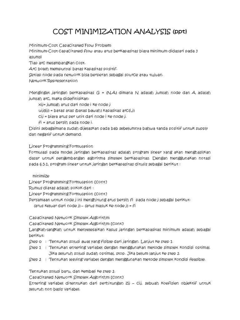 Cost Minimization Analysis | PDF