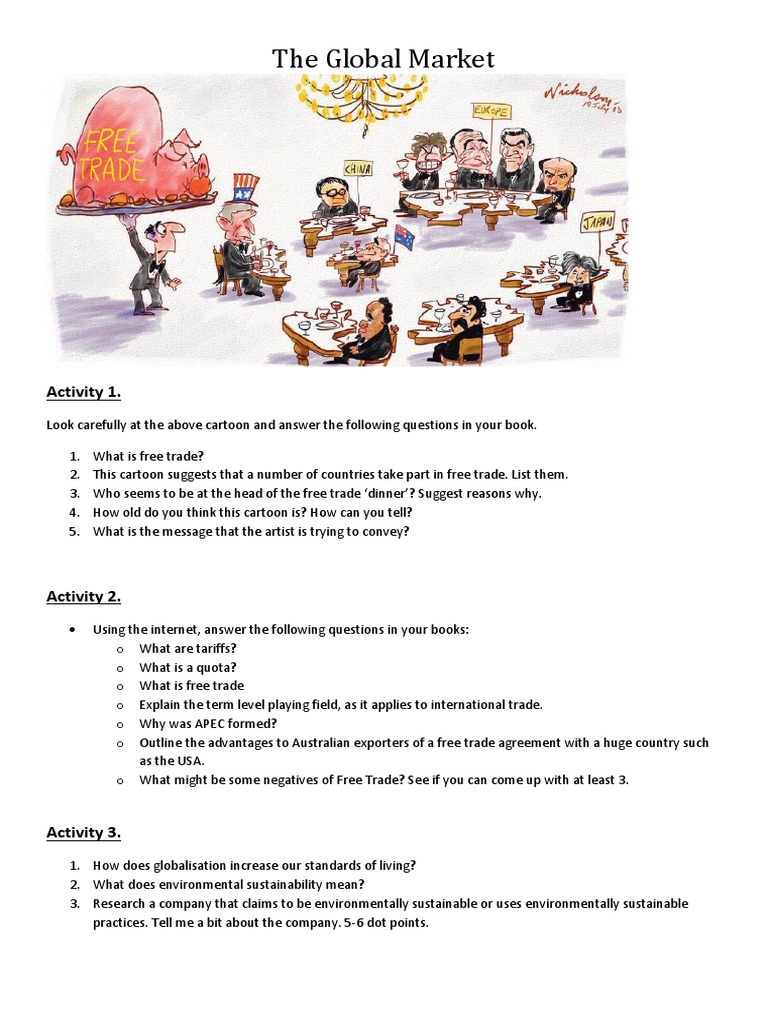 Gloablisation Free Trade Worksheet | PDF | Free Trade | Trade