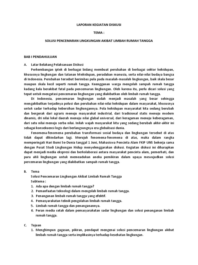 Contoh Laporan Hasil Diskusi | PDF