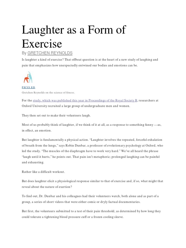 Laughter As A Form of Exercise | PDF | Laughter | Rowing (Sport)