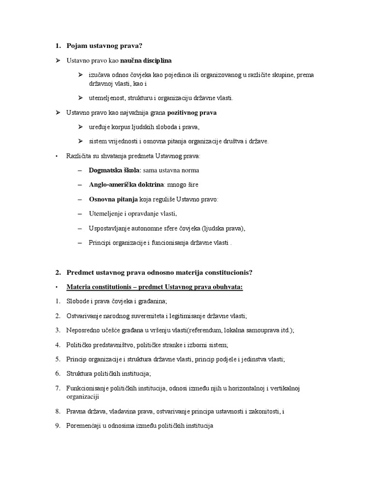 Ustavno Pravo I - Skripta (1. Parcijala) | PDF
