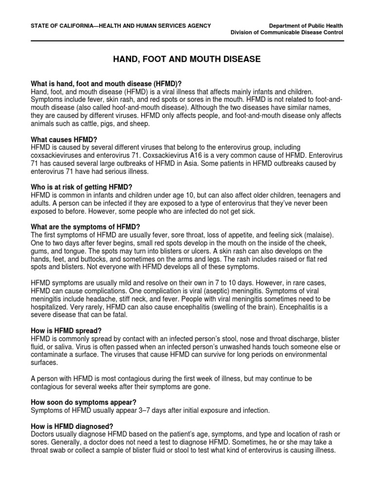 HFMD | Microbiology | Diseases And Disorders
