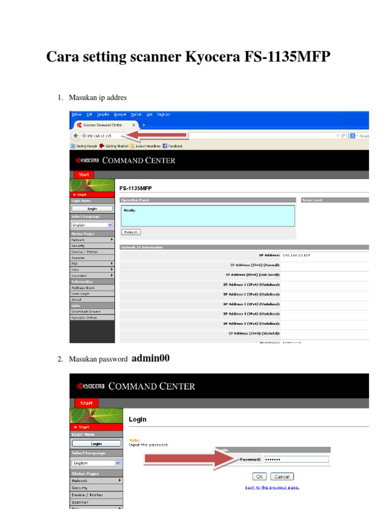 Panduan Scanner Kyocera FS-1135MFP | PDF | Network Protocols | Internet