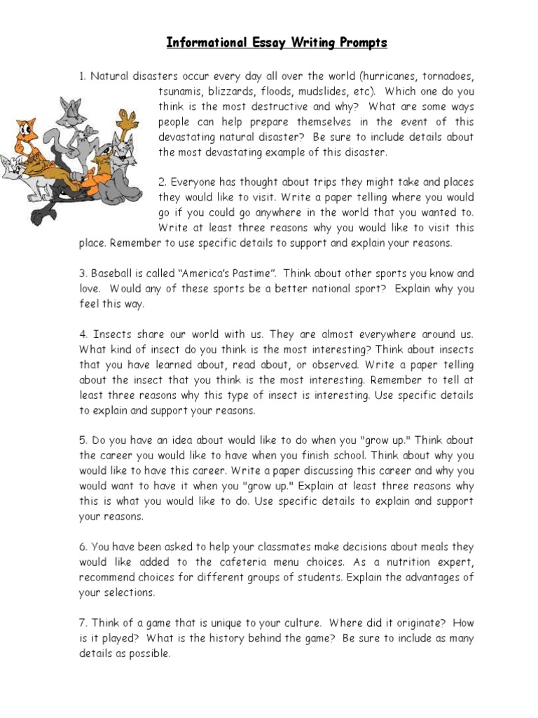 Natural Disaster Essay Prompts | PDF | Senses | Natural Disasters