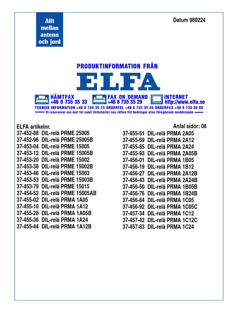 Reed Relay Data Sheet | PDF | Relay | Switch