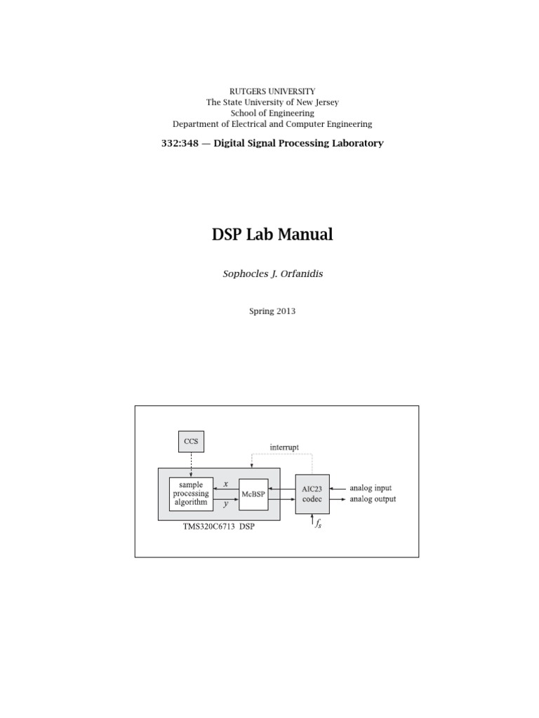 DSP Lab Manual: 332:348 - Digital Signal Processing Laboratory | PDF | Digital Signal Processing ...