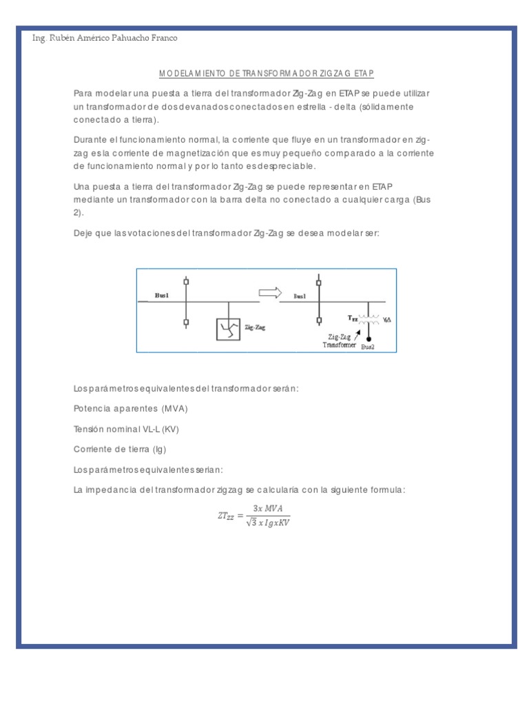 Modelado Trafo Zigzag en Etap PDF | PDF | Science | Astronomía