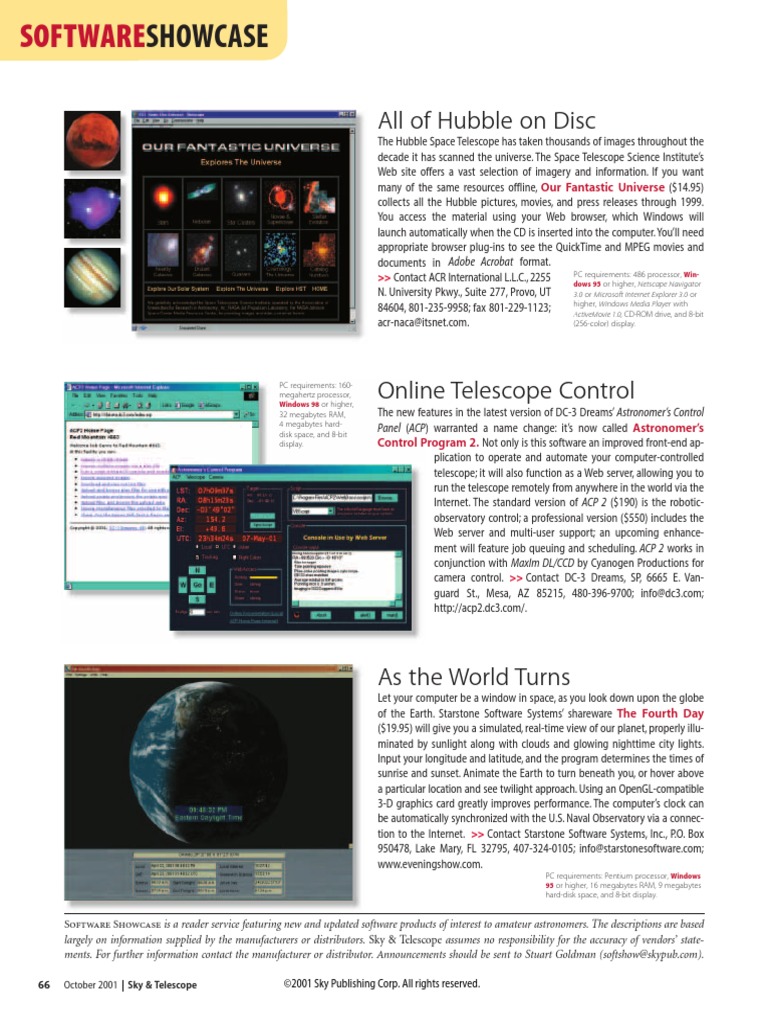 Showcase: Software | PDF | Hubble Space Telescope | Personal Computers