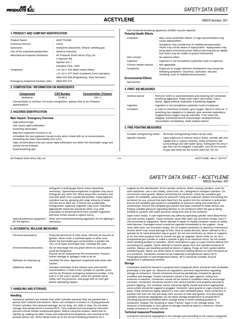 Acetylene PDF | PDF | Dangerous Goods | Leak