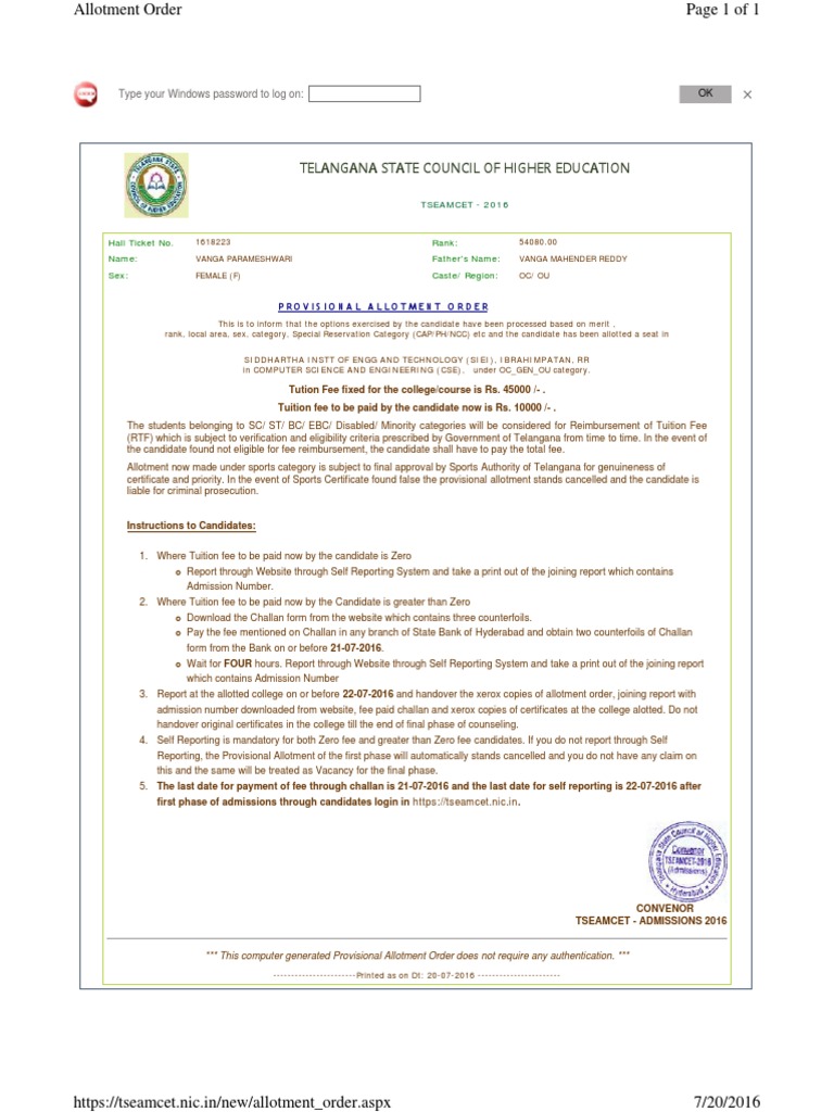 Allotment Order - Aspx | PDF | Fee | Government