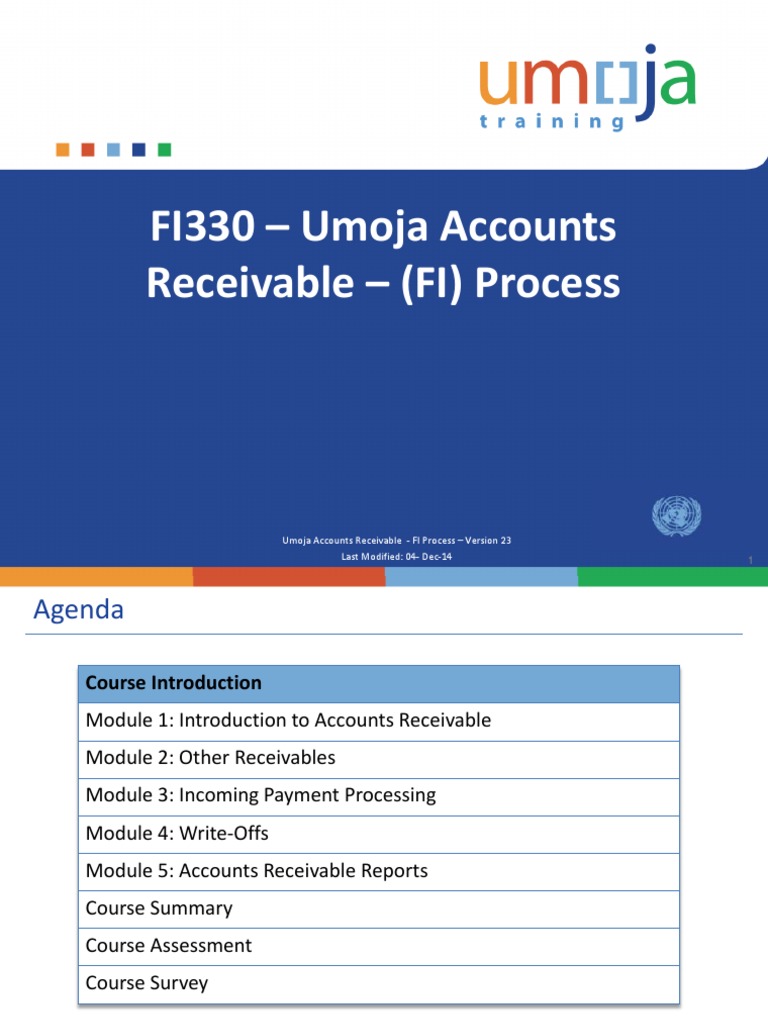FI330 Umoja Accounts Receivable FI Process ILT PPT v23 | PDF | Debits ...