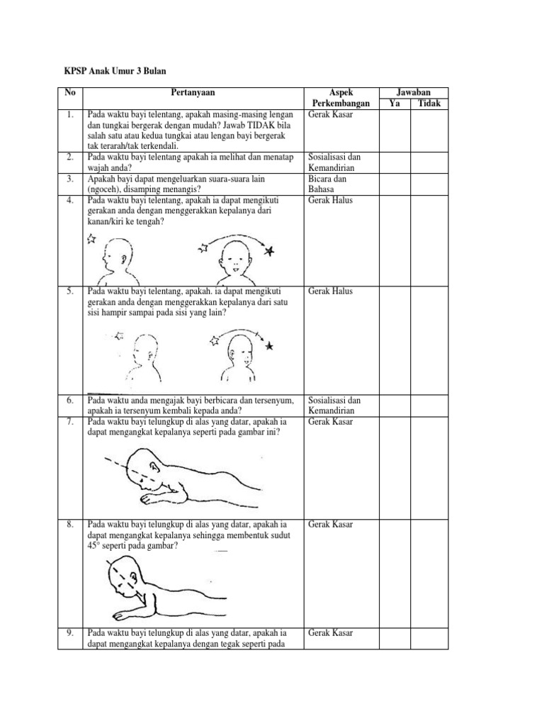 Form KPSP Anak Umur 3 72 Bulan | PDF
