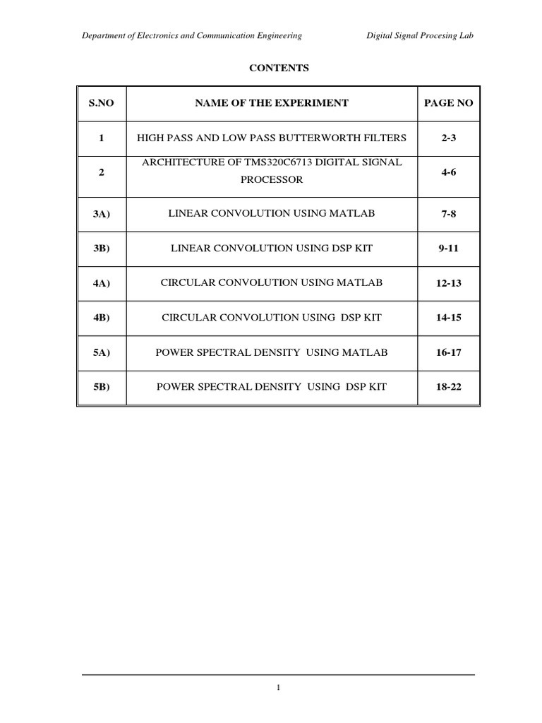 DSP Lab Manual | PDF | Central Processing Unit | Digital Signal Processor