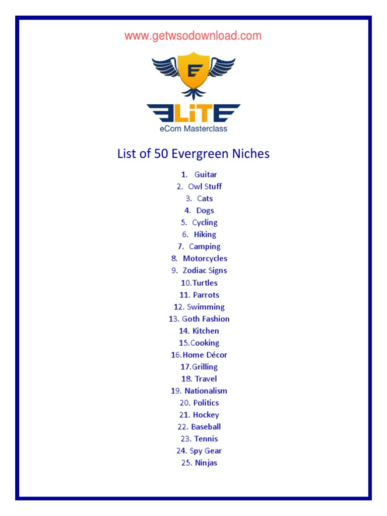List of 50 Evergreen Niches | PDF