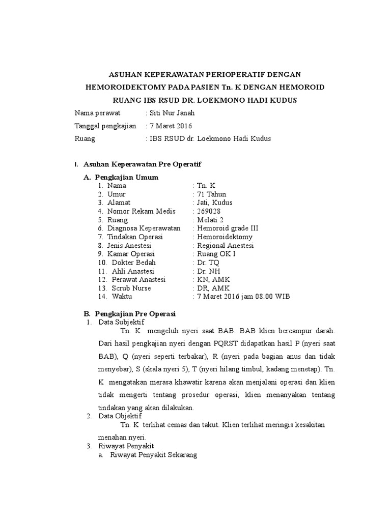 Asuhan Keperawatan Perioperatif Pada TN | PDF | Sains & Matematika