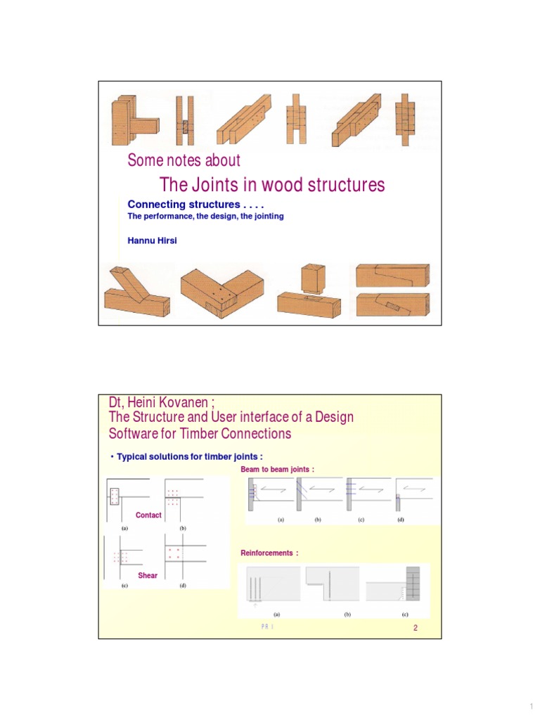 Timber Joint Types and Design Principles | PDF | Screw | Bending