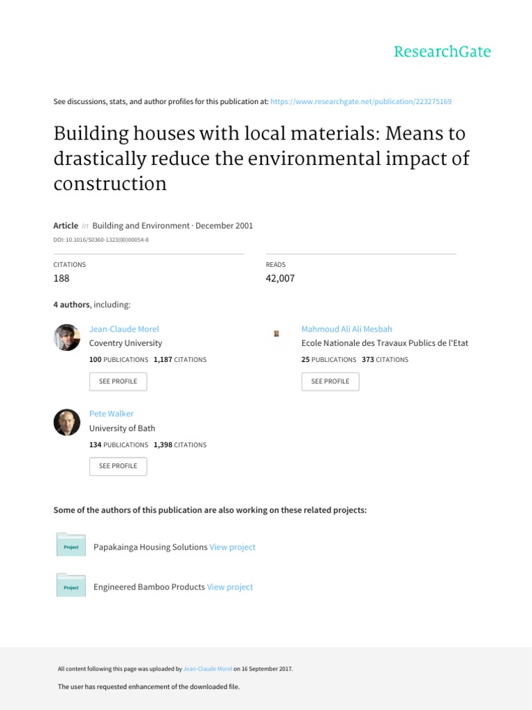 Building With Local Materials | PDF | Masonry | Concrete
