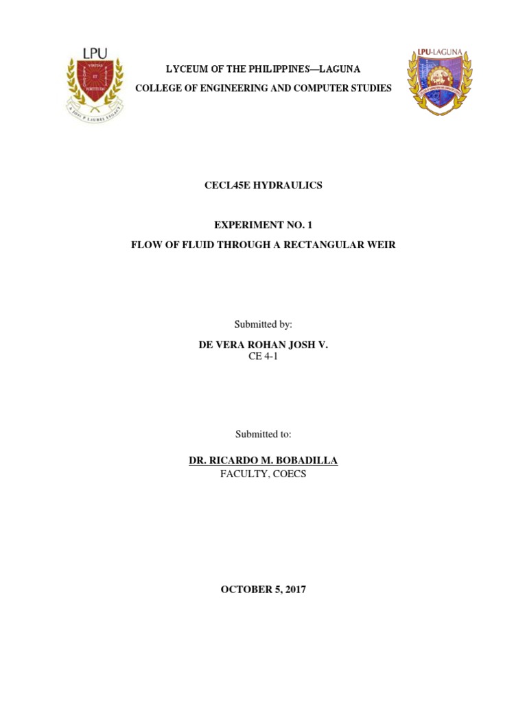 Rectangular Weir Flow Experiment | PDF | Flow Measurement | Fluid Dynamics