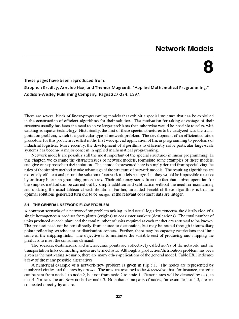Notes On Minimum Cost Network Flow Models Pdf Linear Programming 9455