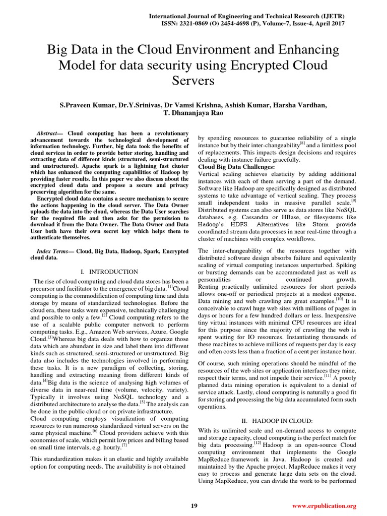 IJETR2137 | PDF | Apache Hadoop | Cloud Computing