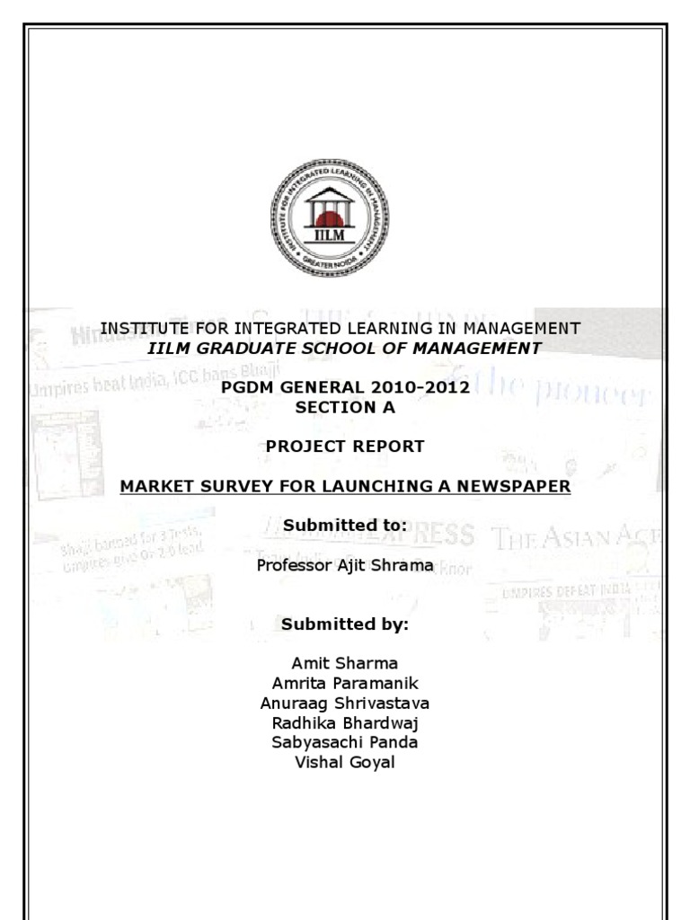 Newspaper Project Market Survey Report | PDF | Newspapers | Survey ...