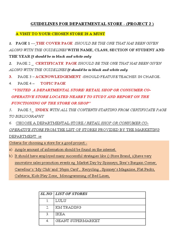 Student Store Project Guide | PDF | Retail | Department Store