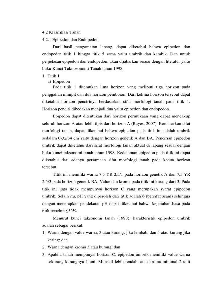 KLASIFIKASI TANAH (Epipedon Dan Endopedon) | PDF