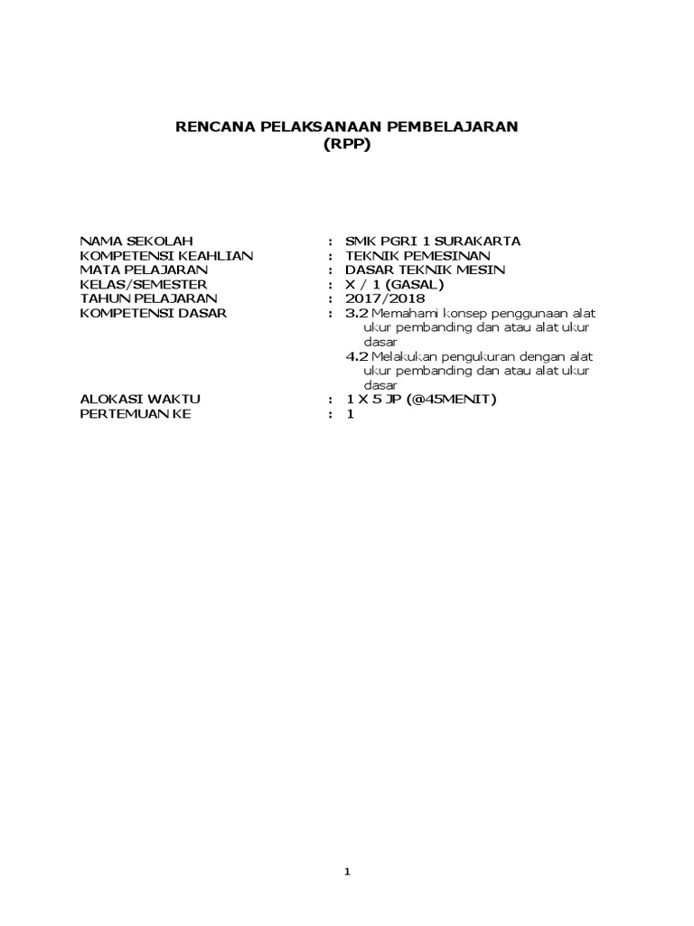 Contoh RPP - Discovery Learning - Dasar Teknik Mesin Achmadi | PDF