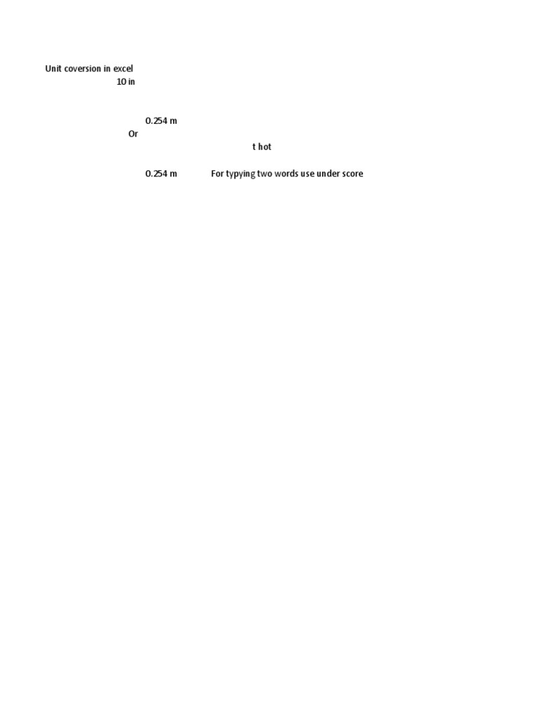 Excel Unit Conversion Guide | PDF