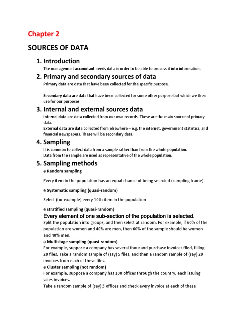Chapter 2 ACCA F2 | PDF | Sampling (Statistics) | Evaluation Methods