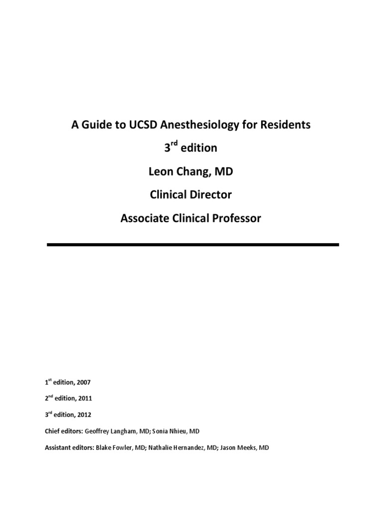 UCSD Anesthesiology Residency Guide | PDF | Anesthesia | Cardiothoracic ...
