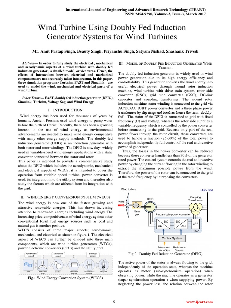 Wind Turbine Using Doubly Fed Induction Generator Systems For Wind ...