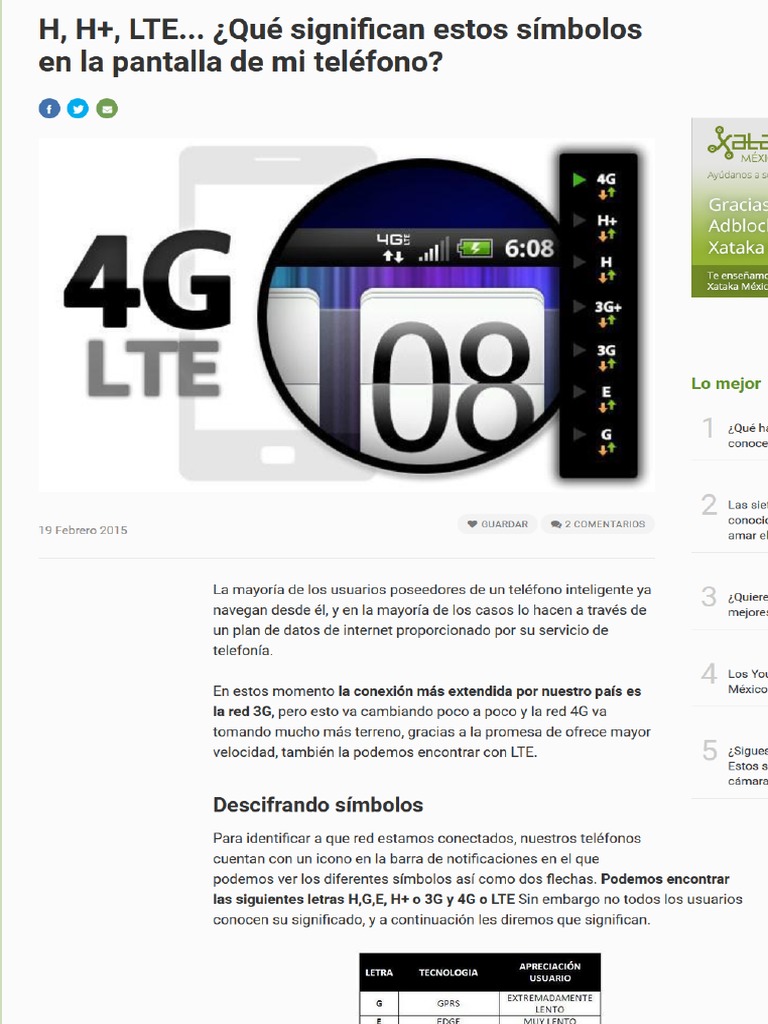 Simbolos Pantalla Celular | PDF