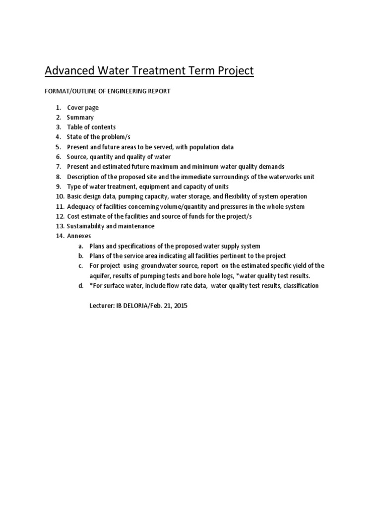 Engrs Report Water Treatment | PDF