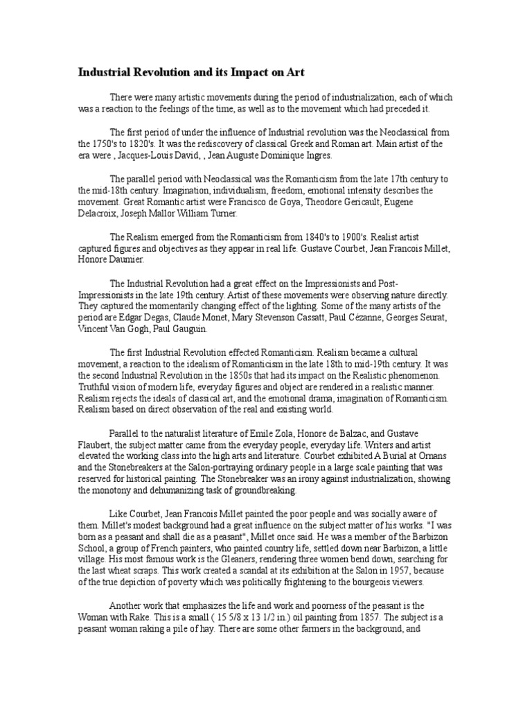 Industrial Revolution and Its Impact On Art | PDF | Realism (Arts ...