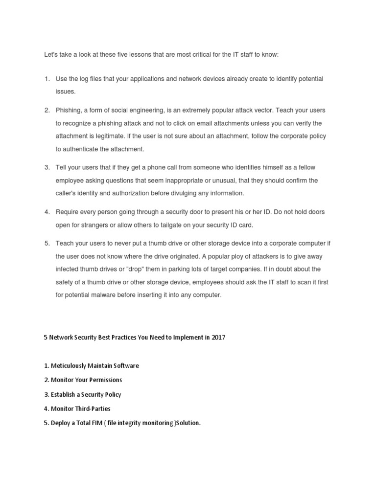 5 Network Security Best Practices You Need To Implement in 2017 | PDF