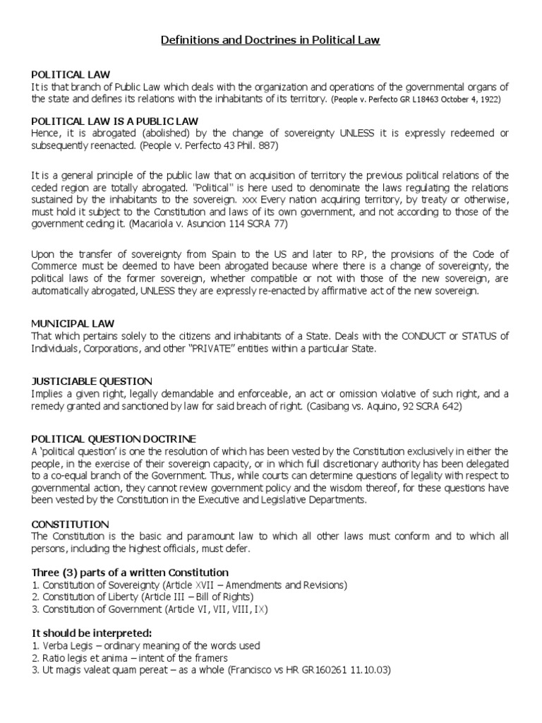 Political Doctrines and Principles | PDF | Search And Seizure | Sovereignty