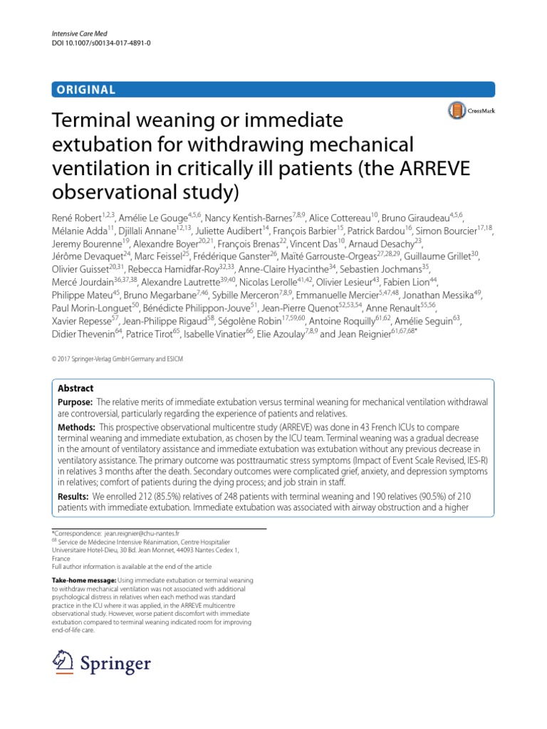 Terminal Weaning or Immediate Extubation For Withdrawing Mechanical ...