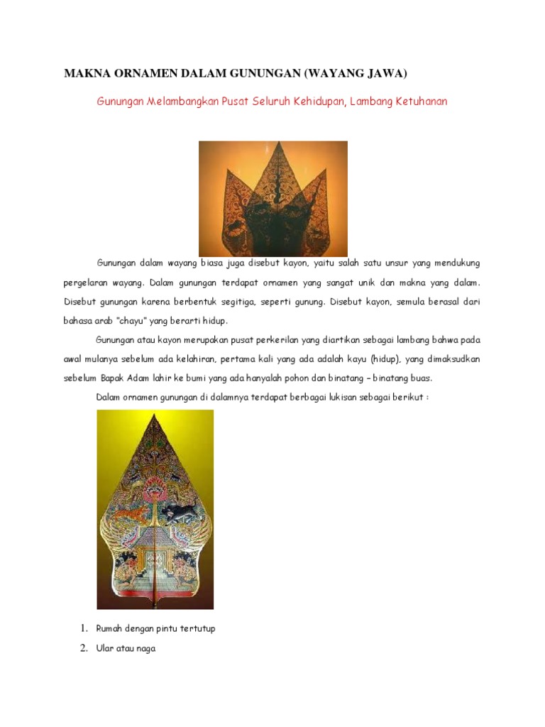 THE SYMBOLIC MEANING OF ORNAMENTS IN THE GUNUNGAN (JAVANESE WAYANG) | PDF