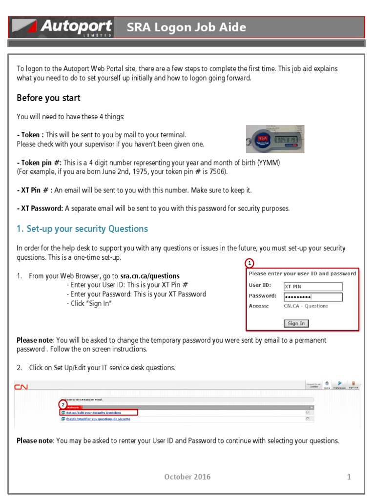 SRA Job Aid | PDF | Login | Password