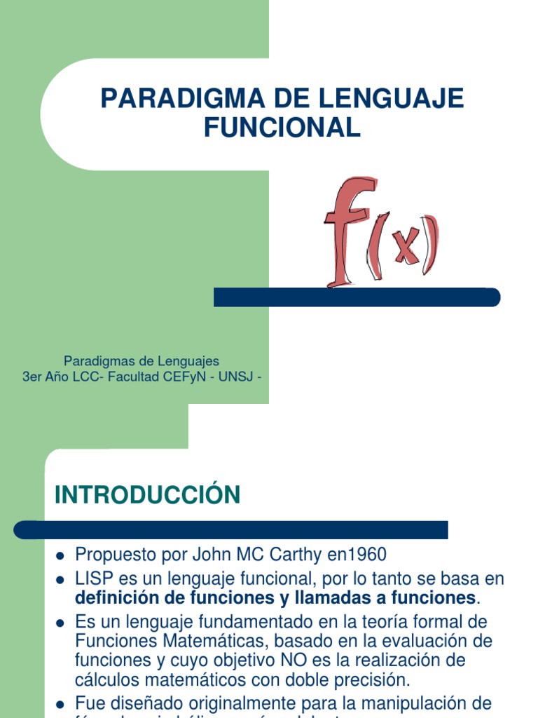 Diapositivas Paradigma Funcional | PDF | Programacion Funcional | Función (Matemáticas)